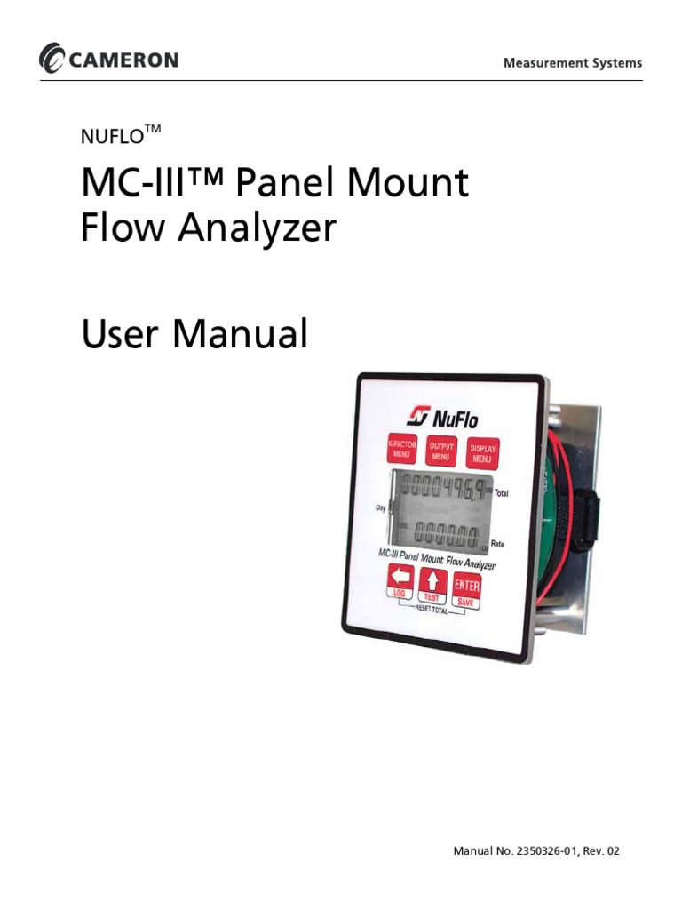 MCIII Nuflo-Panel-Mount-User-Manual | PDF | Flow Measurement | Input/Output