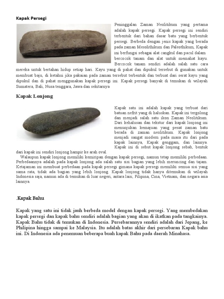 Kapak Neolitikum: Persegi dan Lonjong | PDF
