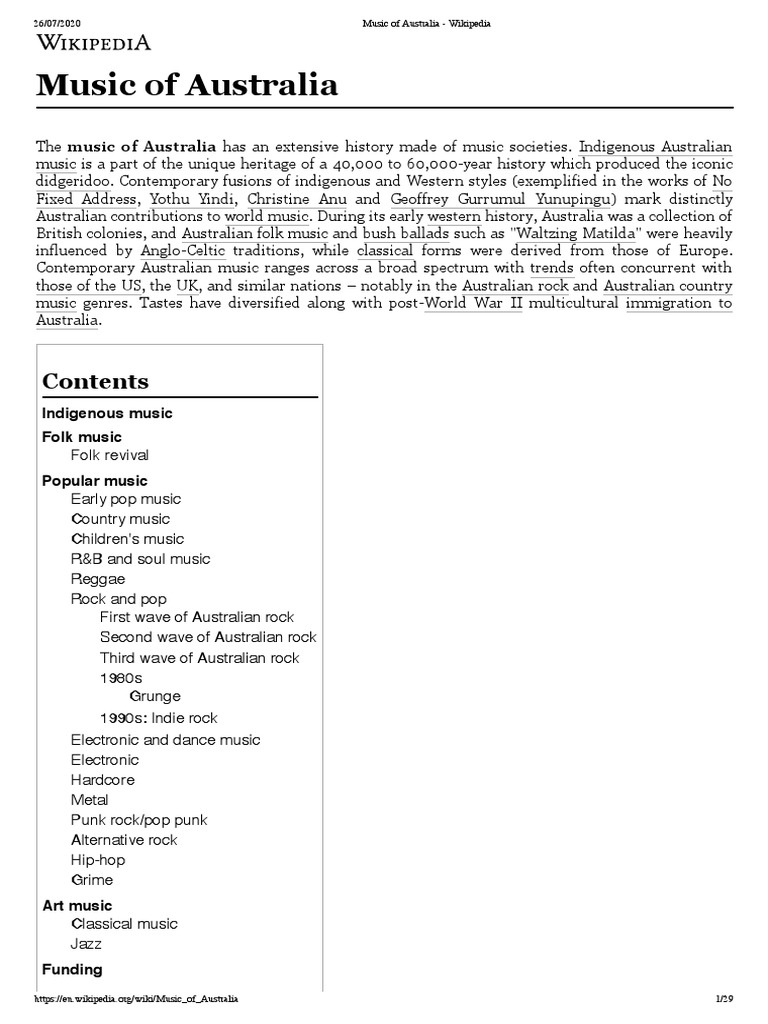 Music of Australia | PDF | Grunge | Popular Music