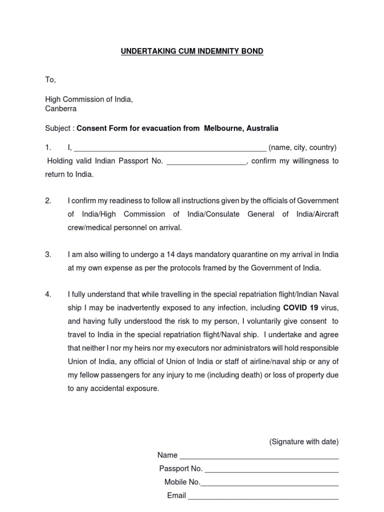 Undertaking Cum Indemnity Bond | PDF