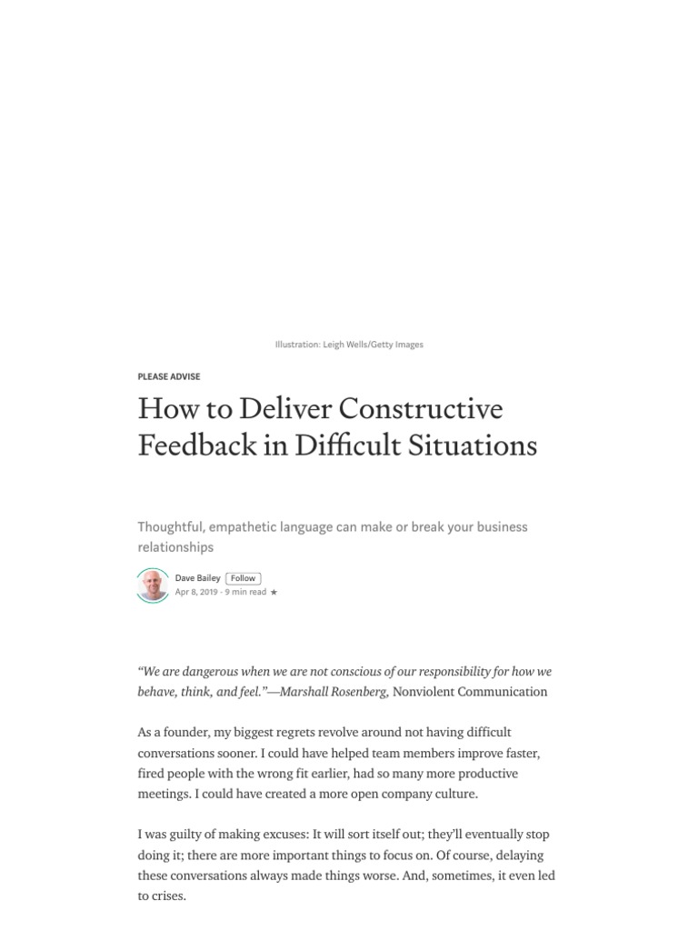 How To Deliver Constructive Feedback in Difficult Situations PDF | PDF ...