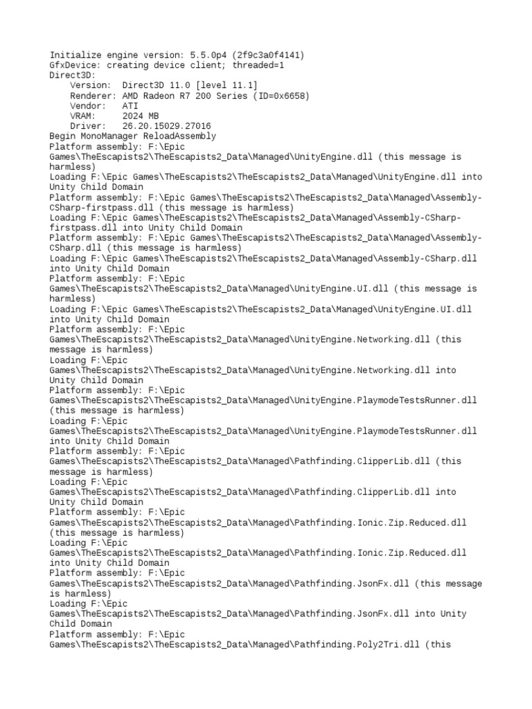 Output Log | Download Free PDF | Unity (Game Engine) | Operating System Technology