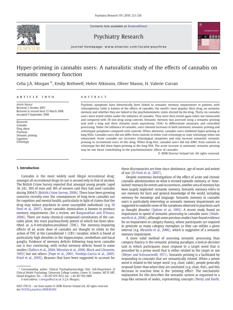 Psychiatry Research: Celia J.A. Morgan, Emily Rothwell, Helen Atkinson ...
