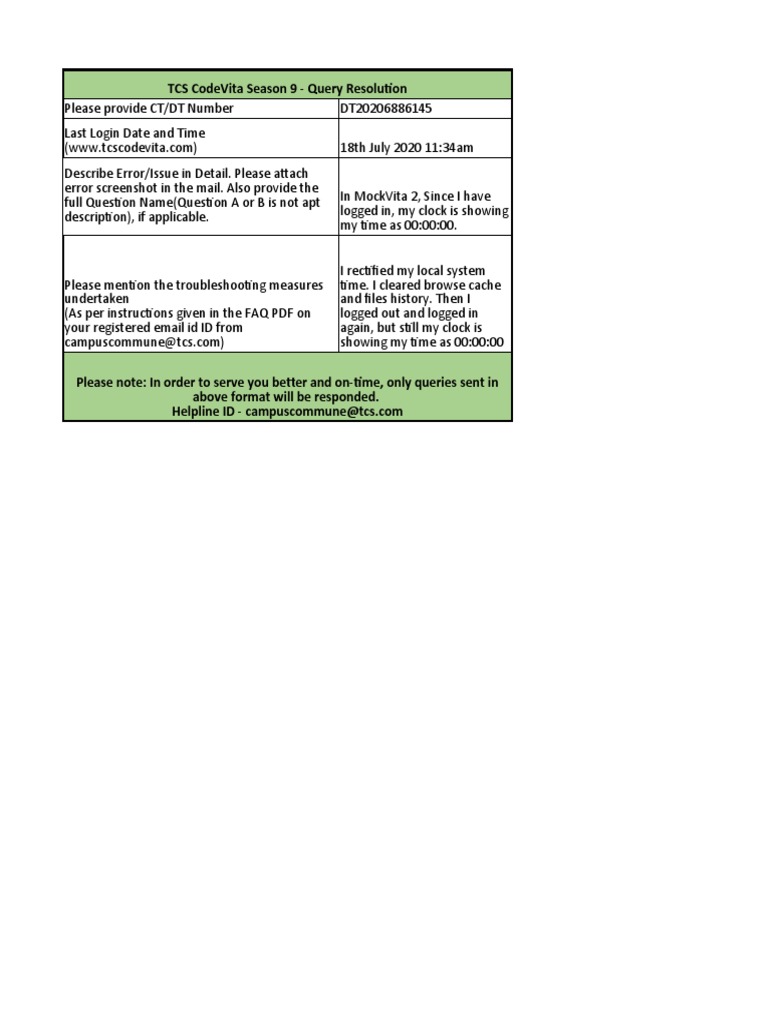 Query Resolution Template | PDF