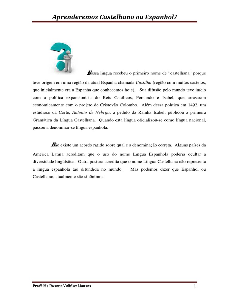 Castelhano e Espanhol: Sinônimos? | PDF | História
