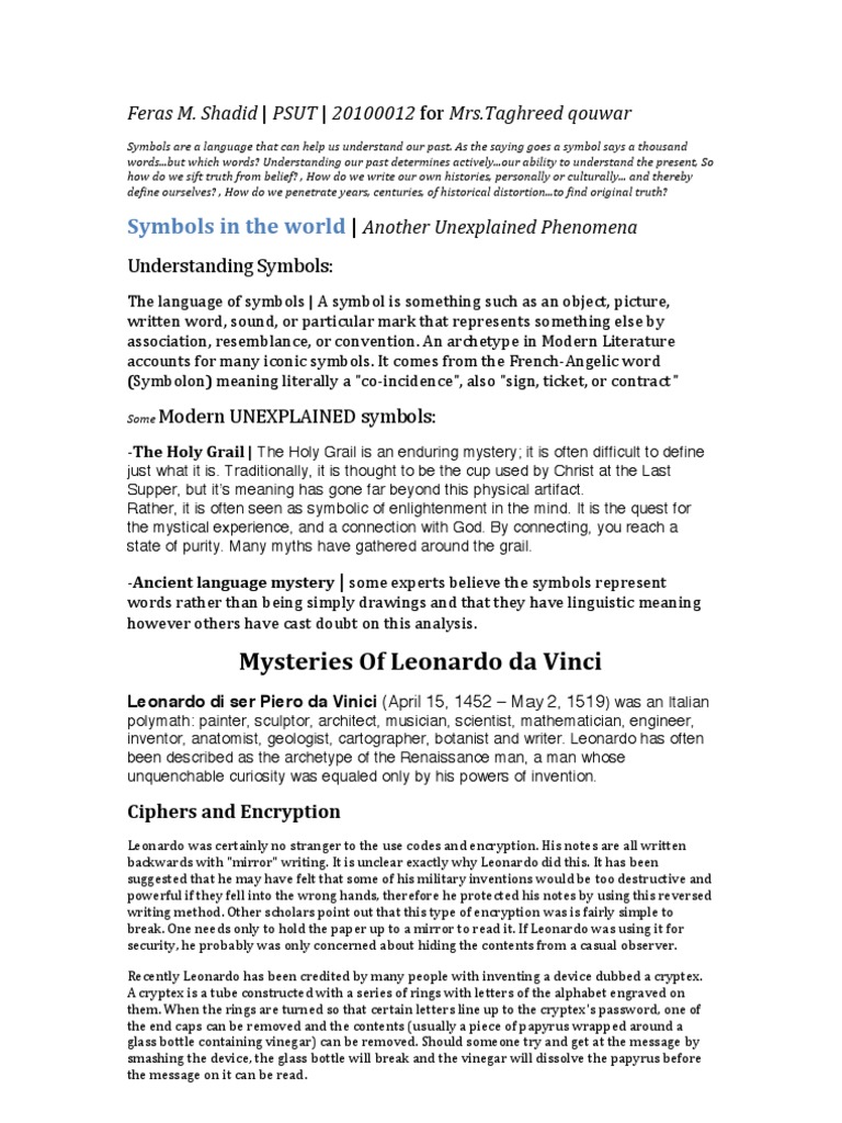 Understanding Symbols and Mysteries in Leonardo da Vinci's Works | PDF ...