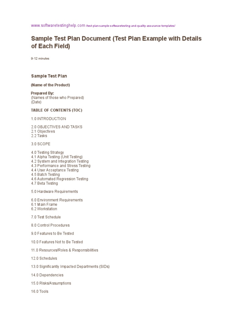 Software Testing Plan Template | PDF | Software Testing | Unit Testing