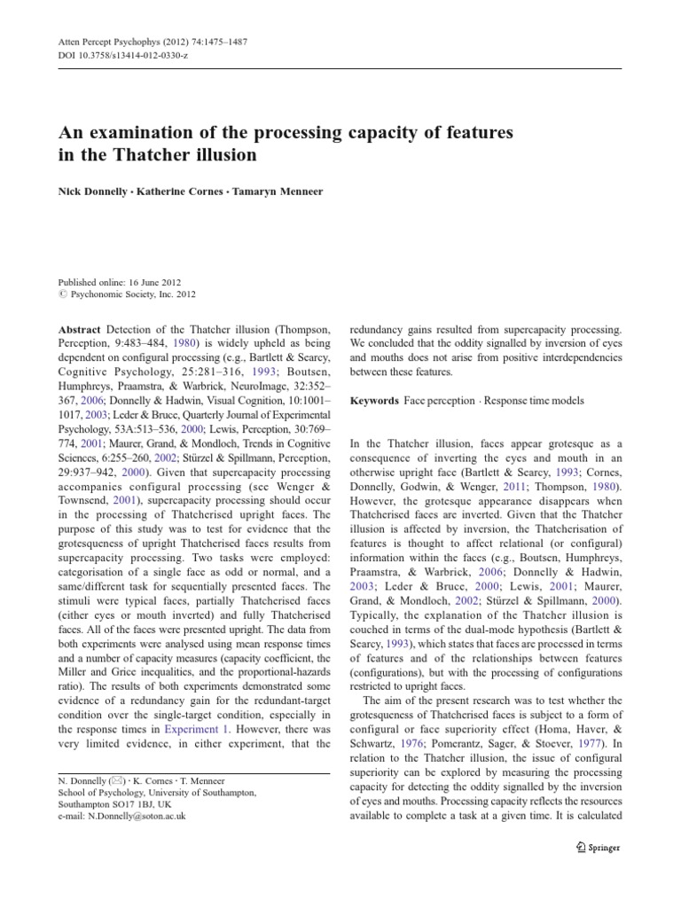 An Examination of The Processing Capacity of Features in The Thatcher ...