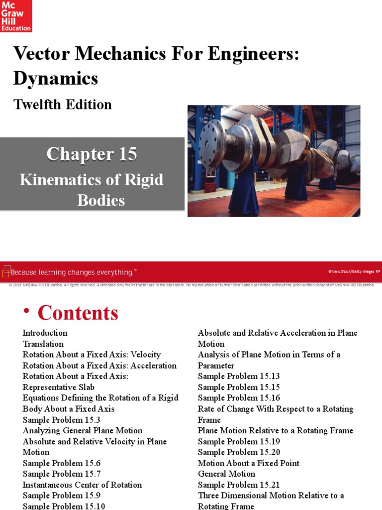 Vector Mechanics For Engineers: Dynamics: Kinematics of Rigid Bodies ...