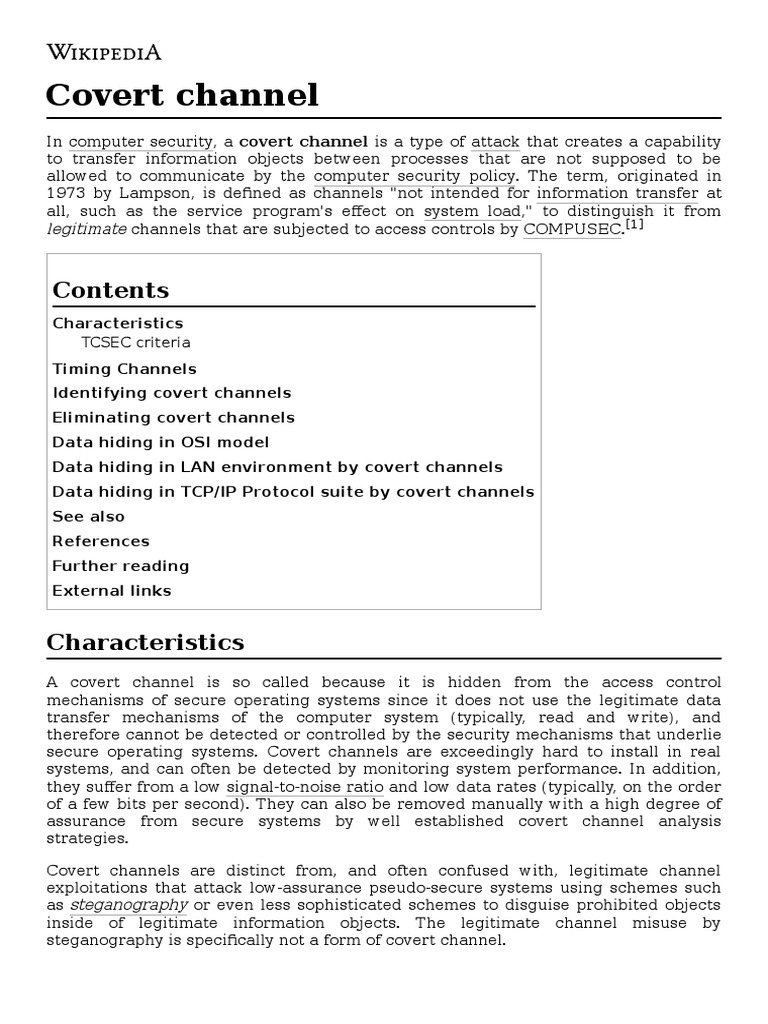 Covert Channel | PDF | Computer Mediated Communication | Data Transmission