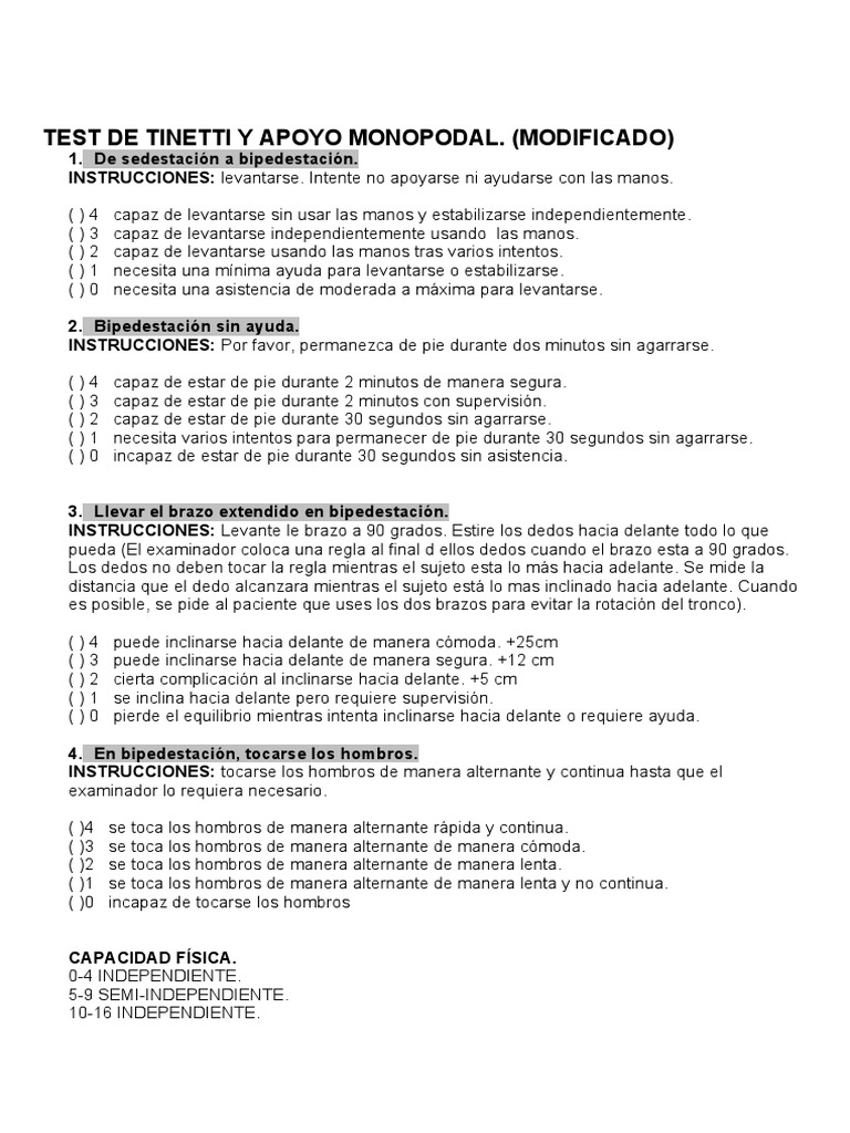 Escala de Tinetti | PDF