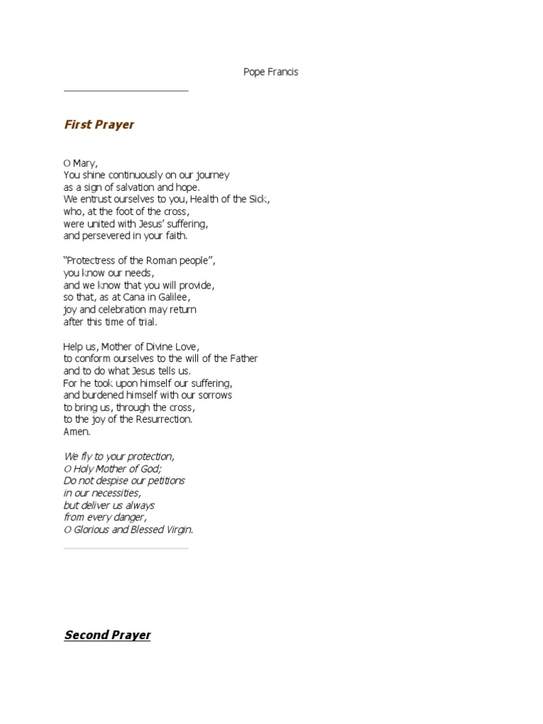 First Prayer | PDF | Mary, Mother Of Jesus | Prayer