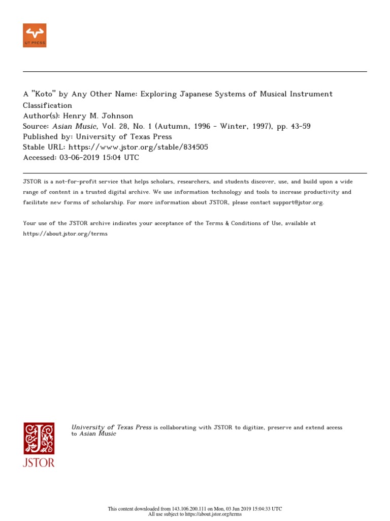 Koto: Japanese Instrument Classification | PDF | Chordophones | Music ...