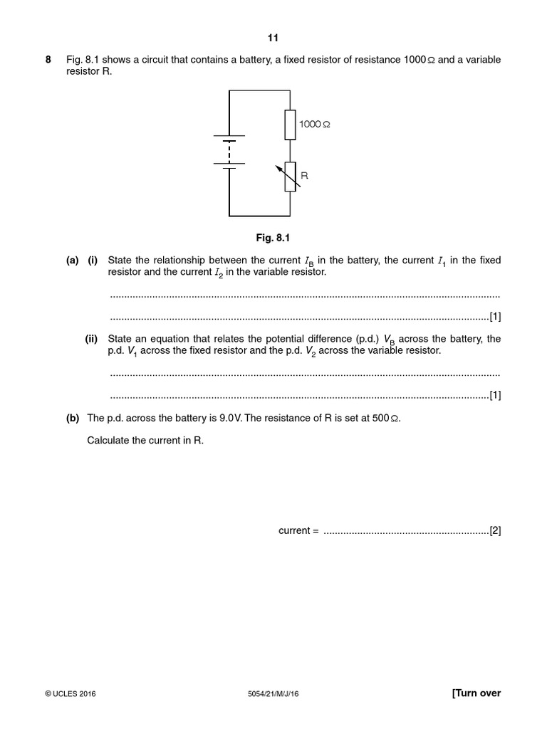 Pages From 5054 - s16 - QP - 21-8 - Potential Divider | PDF