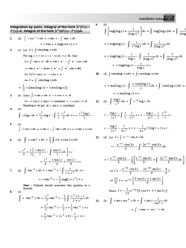 Calculus Integral Formulas and Techniques: A Comprehensive Collection ...