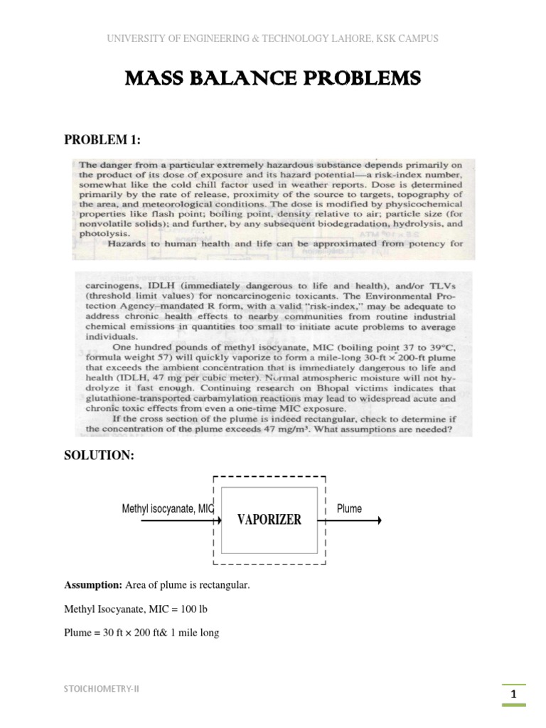 Mass Balance Problems PDF | PDF | Distillation | Mole (Unit)