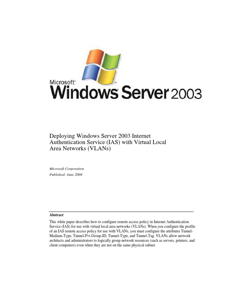 Deploying Windows Server 2003 Internet Authentication Service (Ias ...
