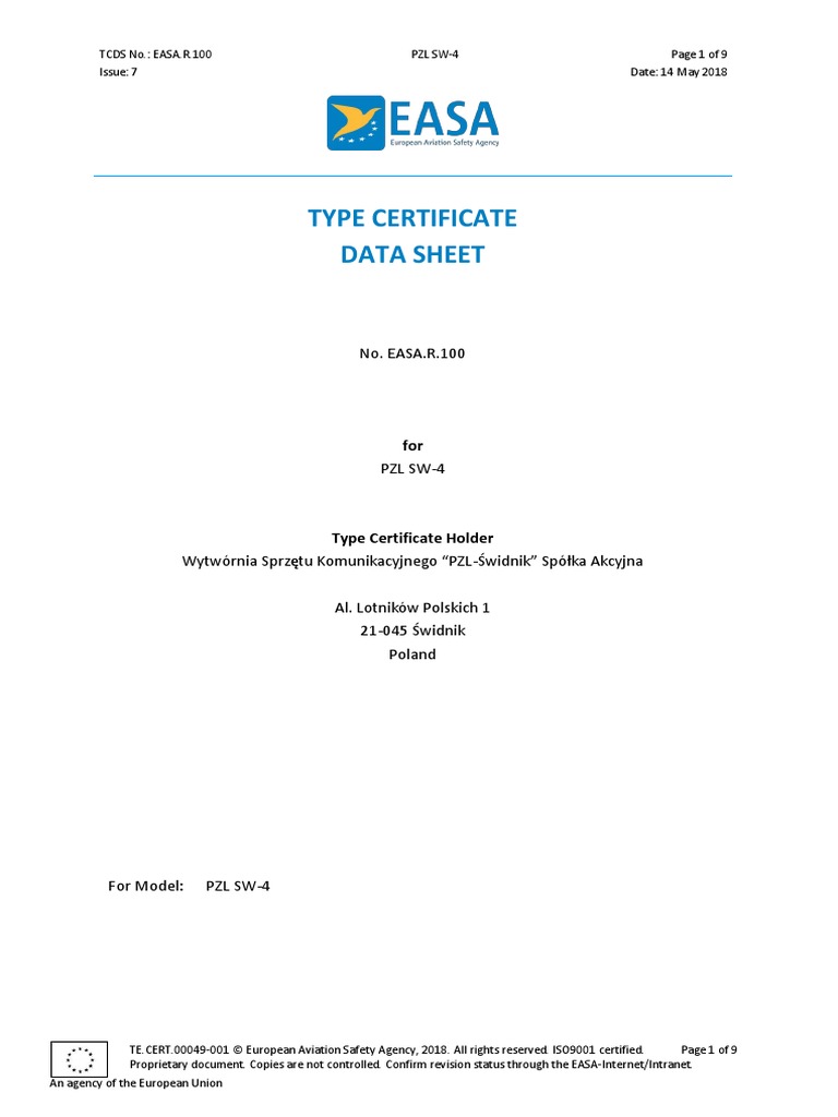 Type Certificate Data Sheet: No. EASA.R.100 | PDF | Jet Fuel | Aerospace Engineering