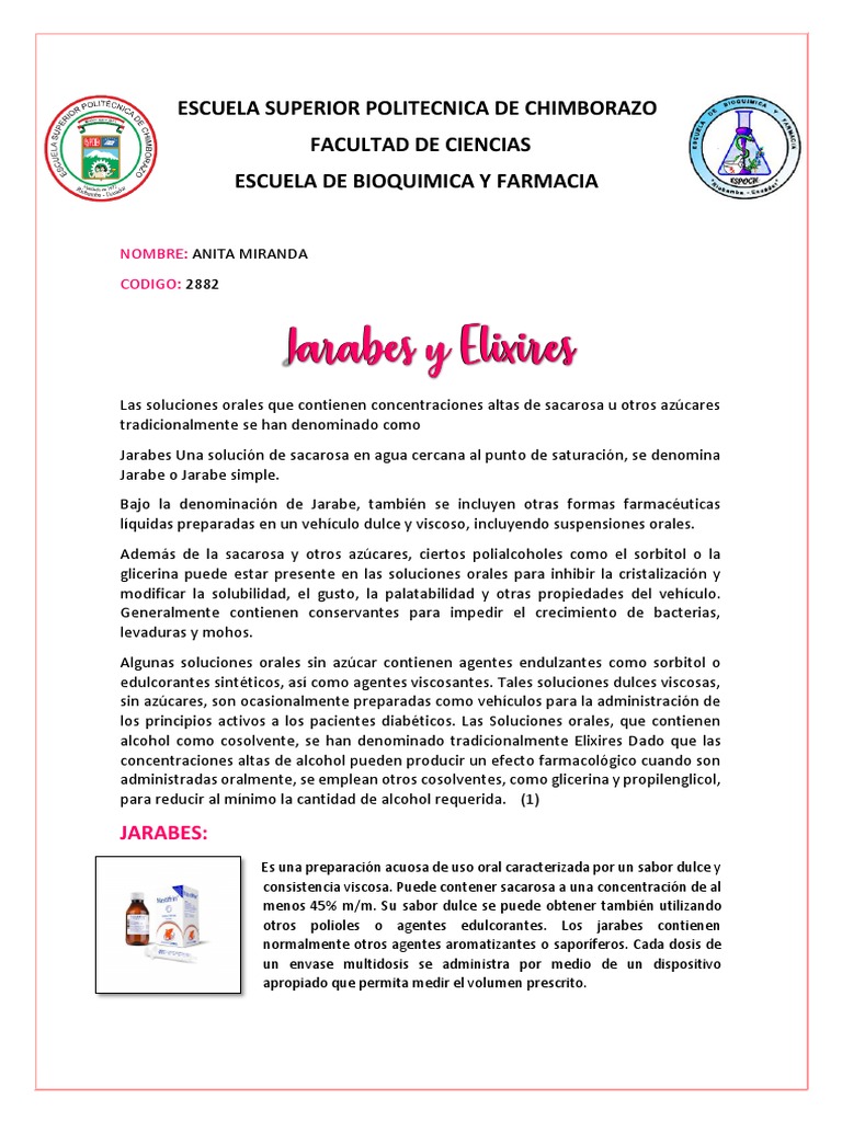 Jarabes y Elixires | PDF | Jarabe | Concentración