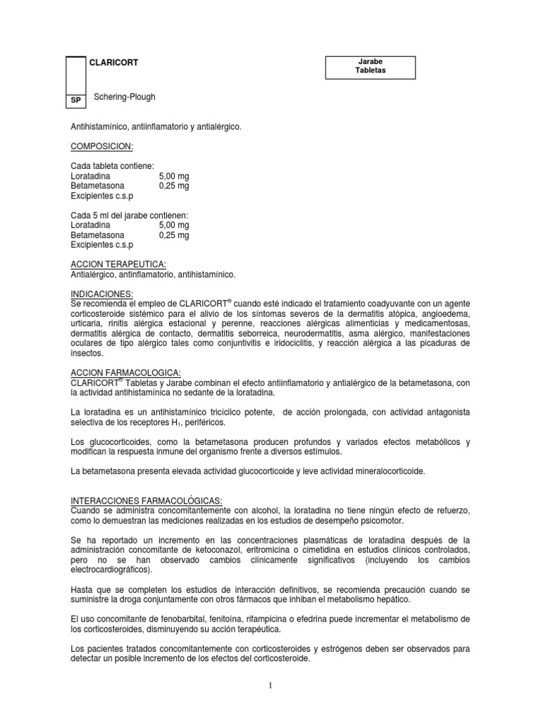 CLARICORT Jarabe PDF | PDF | Corticosteroides | Vómitos