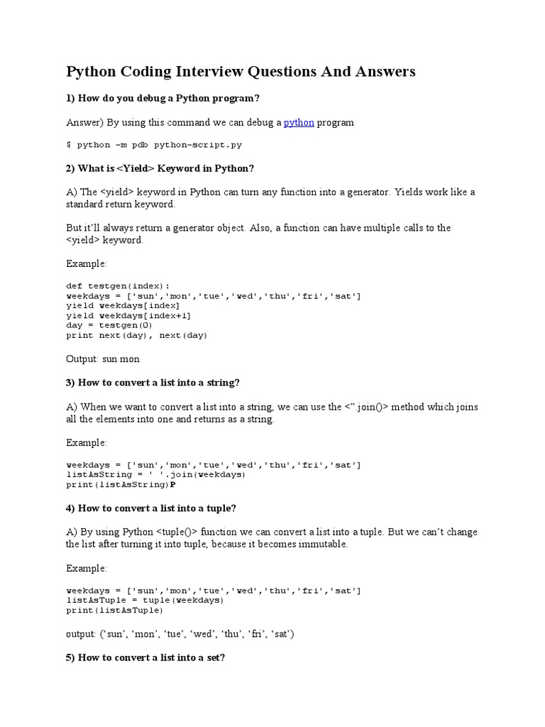Interview Question Pythons 2 Pdf Array Data Structure Python Programming Language