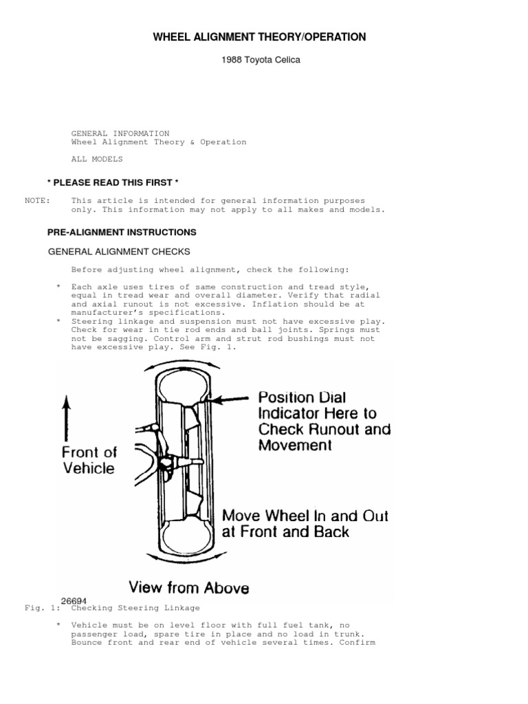 Wheel Alignment Theory Operation | PDF | Steering | Vehicle Technology