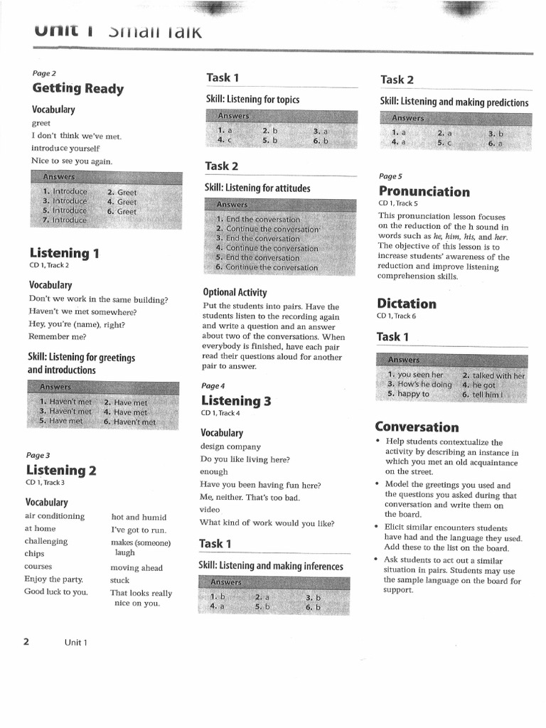 Tactics For Listening Expanding (Answer) | PDF
