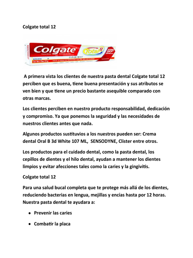 Beneficios de Colgate Total 12 | PDF | Crecimiento personal y ...
