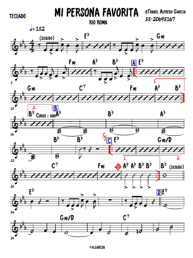 MI PERSONA FAVORITA Tono Original | PDF