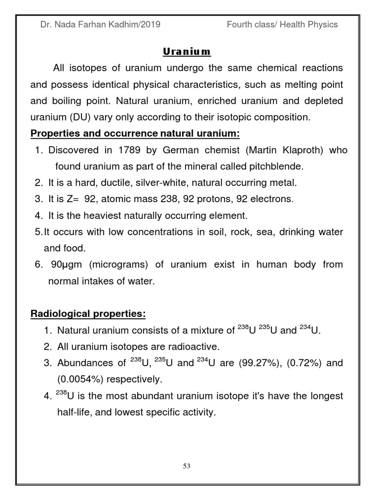 Properties and Occurrence Natural Uranium | Download Free PDF | Uranium ...