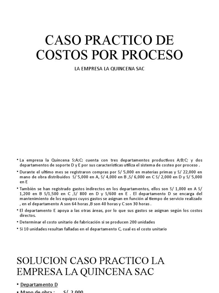 Caso Practico de Costos Por Proceso. La Quincena | PDF | Economias | Business