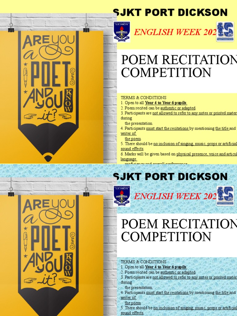 Poem Recitation Competition | PDF | Performing Arts | Entertainment ...