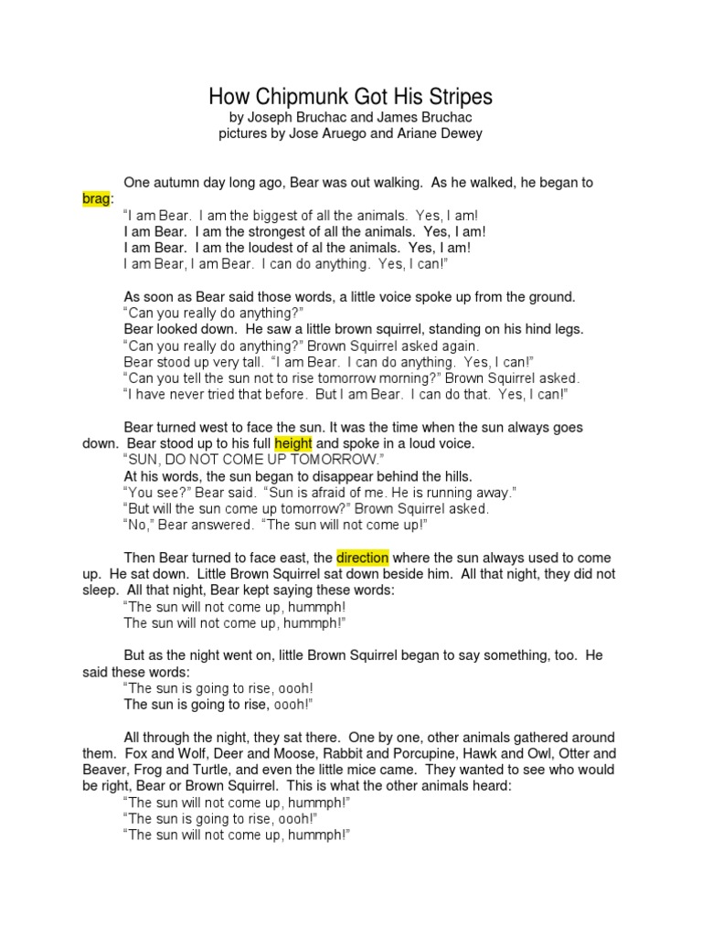 How Chipmunk Got His Stripes | PDF | Bears