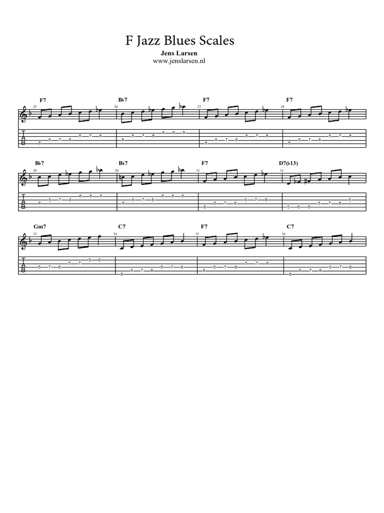 F Jazz Blues Scales: Jens Larsen WWW - Jenslarsen.nl | PDF | Elements ...