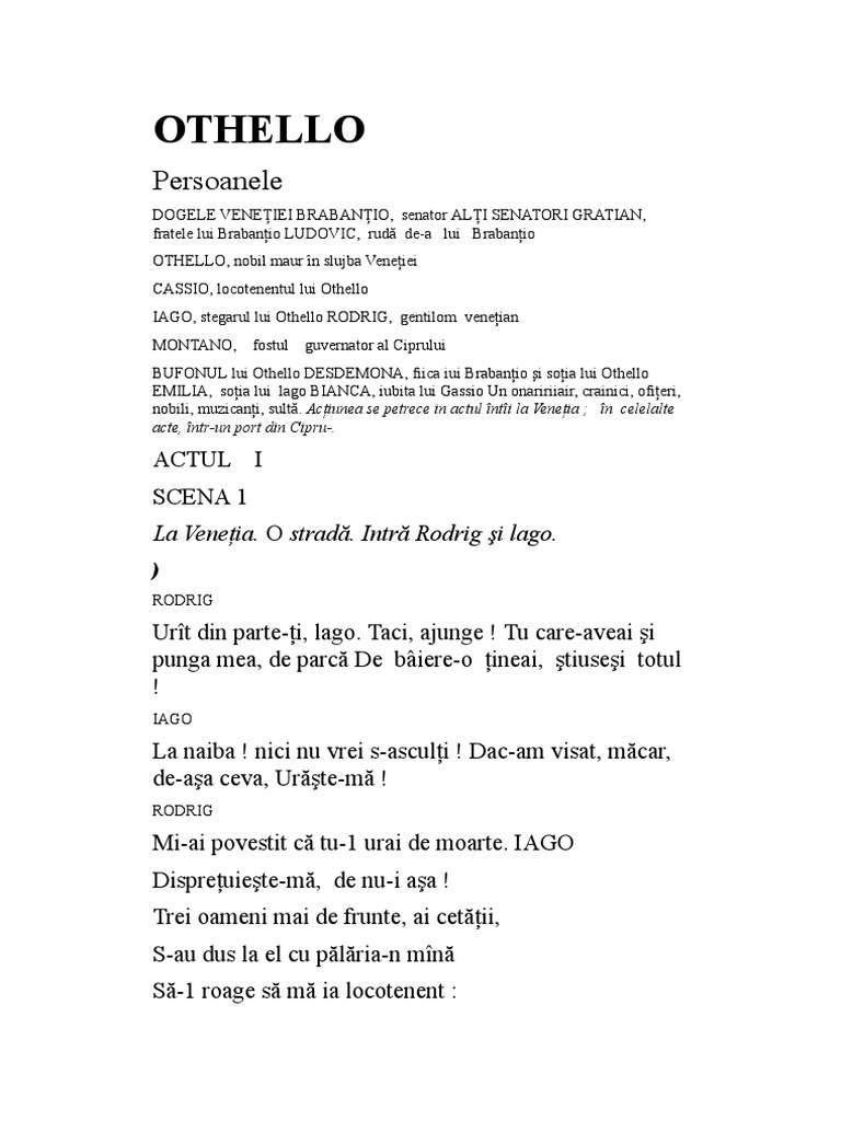 William Shakespeare, Othello | PDF