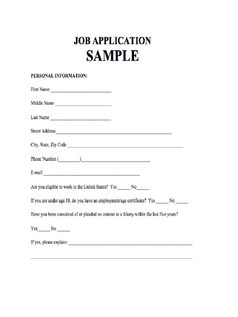 Job Application Sample Ejemplo de Solicitud de Empleo