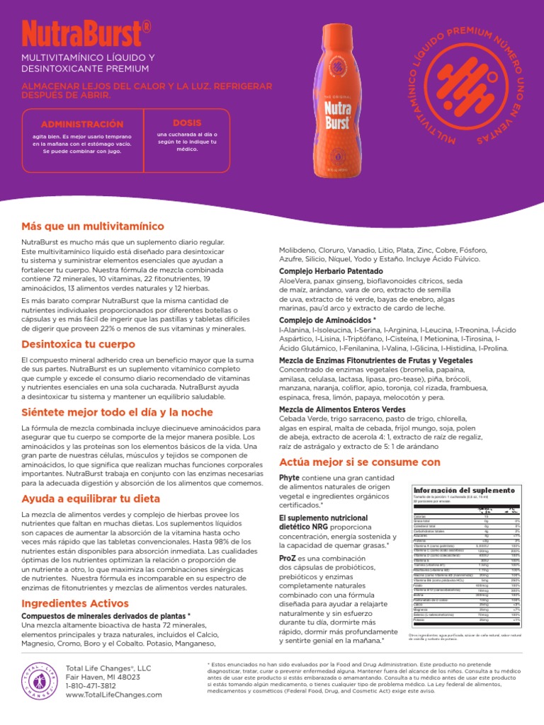 NutraBurst ES | PDF | Vitamina | Nutrientes