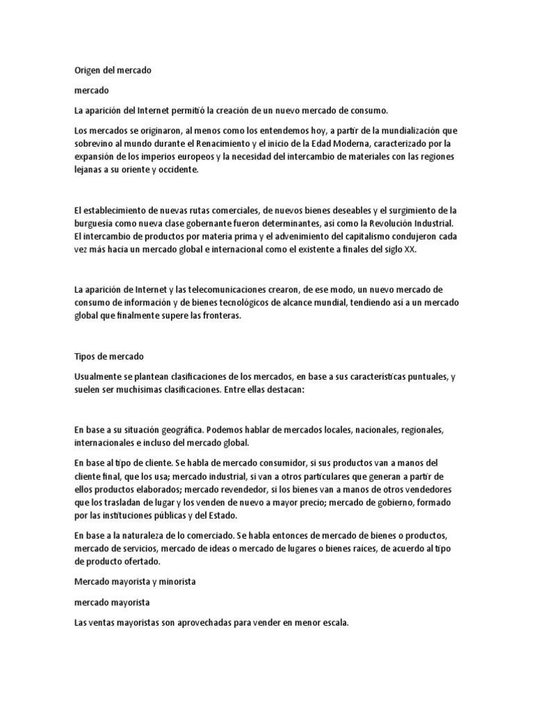 Origen y evolución del mercado | PDF | Producto (Negocio) | Mercado ...