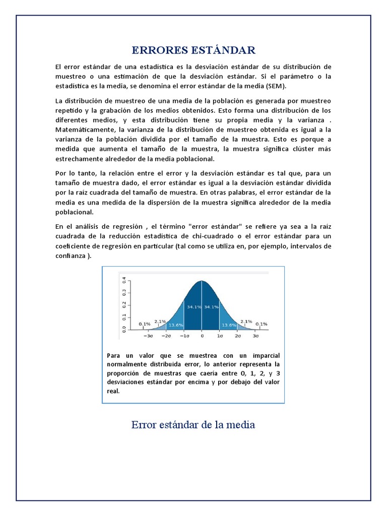 Desv. Típica y Errores Estandar | PDF | Error estándar | Desviación ...