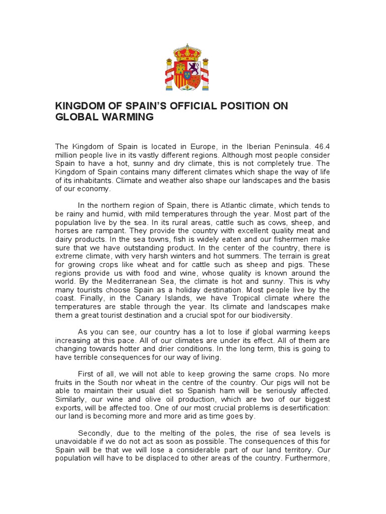 Spain's Stance on Global Warming | PDF | Global Warming | Greenhouse Gas