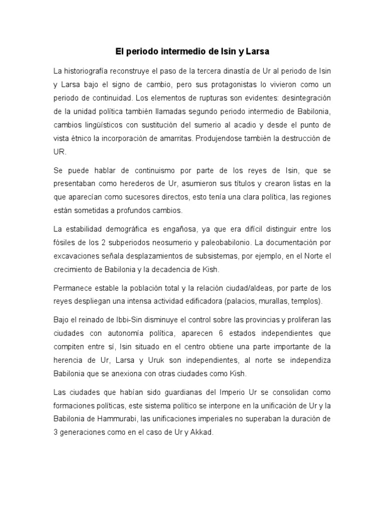 El Periodo Intermedio de Isin y Larsa | PDF | Ur | Babilonia