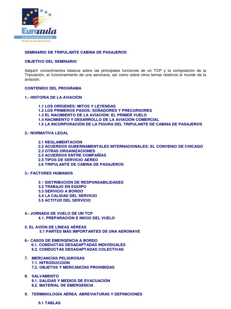 Seminario TCP 2006 - 2007 | PDF | Avion a reacción | Auxiliar de vuelo