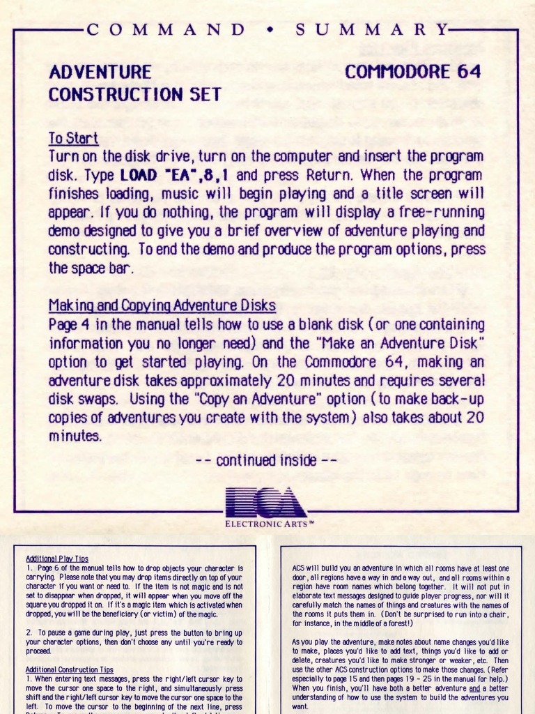 Adventure Construction Set Reference Card | PDF | Implied Warranty ...