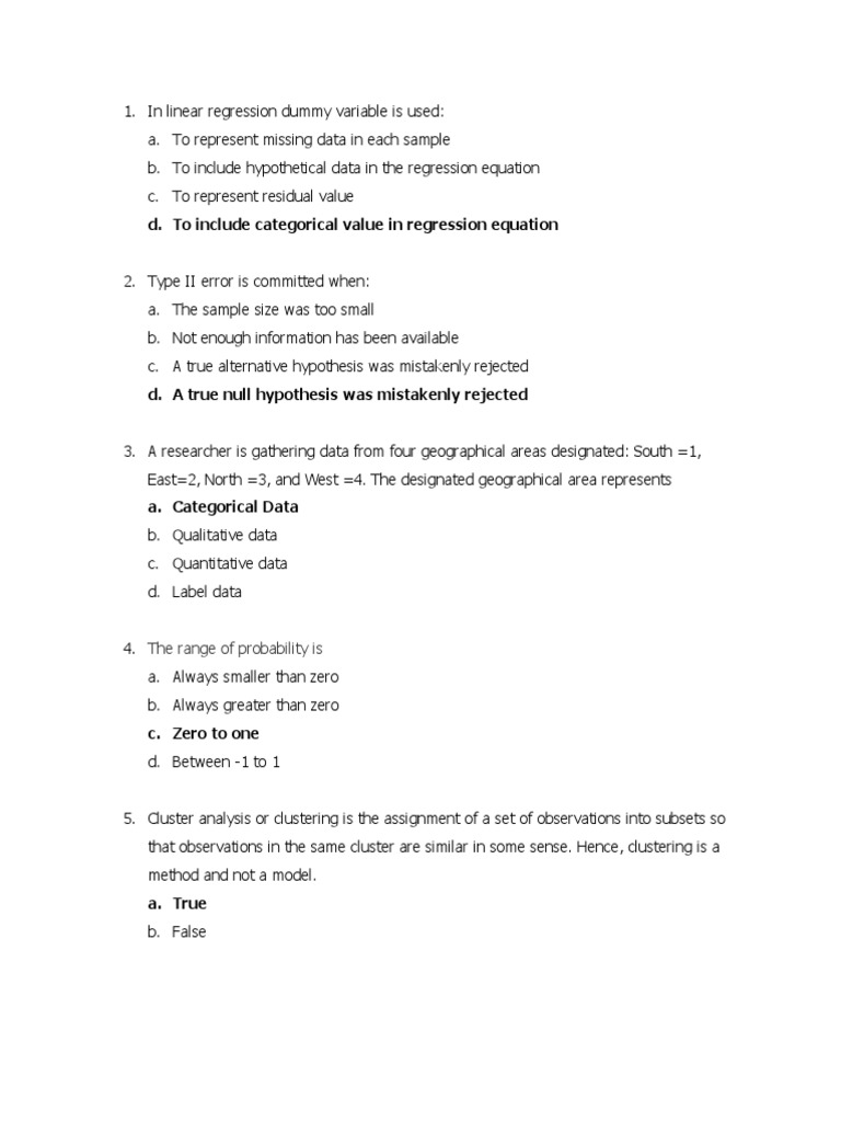 Data Science Questions | PDF | Regression Analysis | Categorical Variable