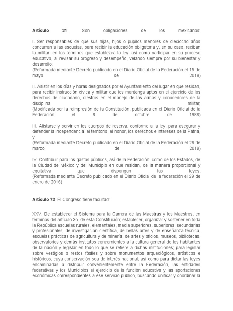 Artículo 31 y 73 | PDF | Derechos de autor | Gobierno
