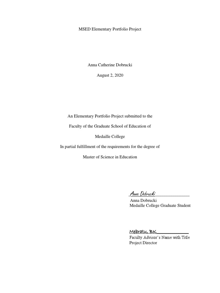 Msed Elementary Portfolio Project | PDF