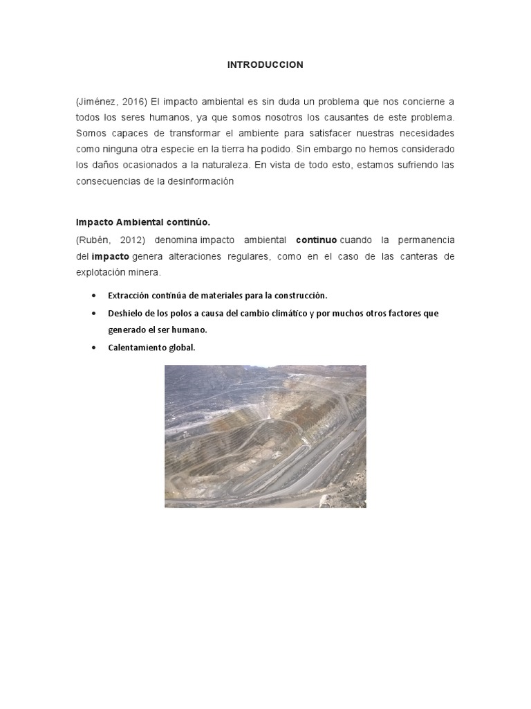 Tipos de Impacto Ambiental: Continuo y Periódico | PDF | Entorno natural | Homo Sapiens