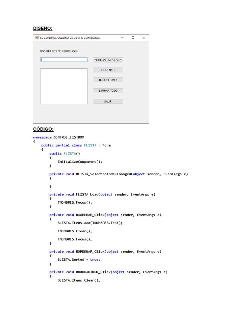 ListBox Control Form Code | PDF