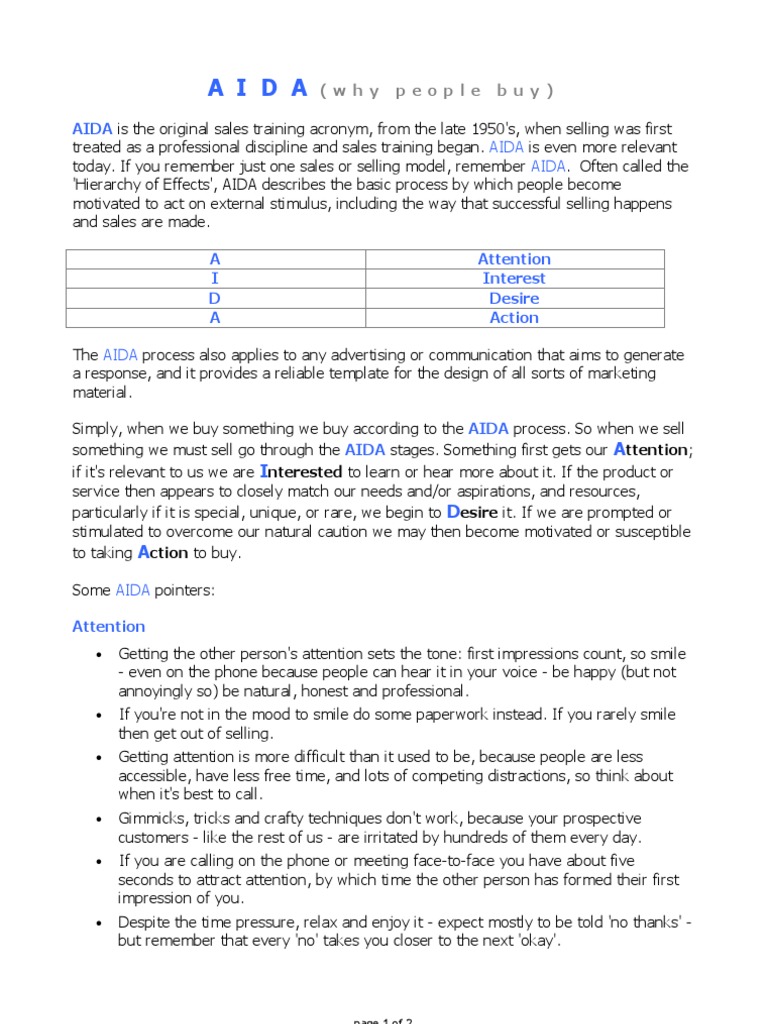 AIDA | PDF | Psychology | Psychological Concepts