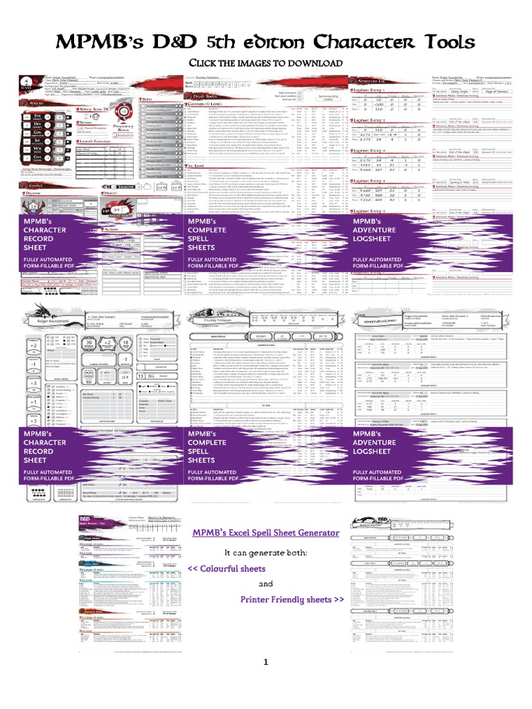 MPMB's D&D 5th Edition Character Tools: Lick The Images To Download ...